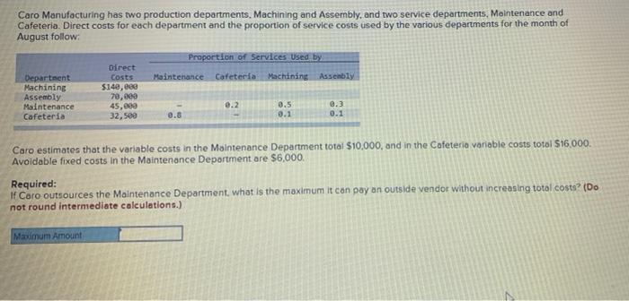 Solved Exercise 11-32 (Algo) Cost Allocation: Reciprocal | Chegg.com