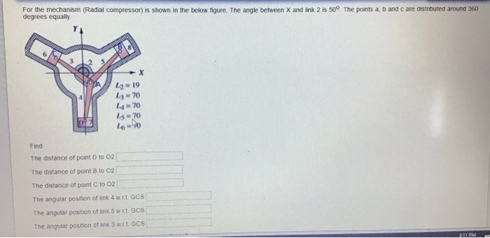 Solved For the mechanism (Radial compressor) is shown in the | Chegg.com