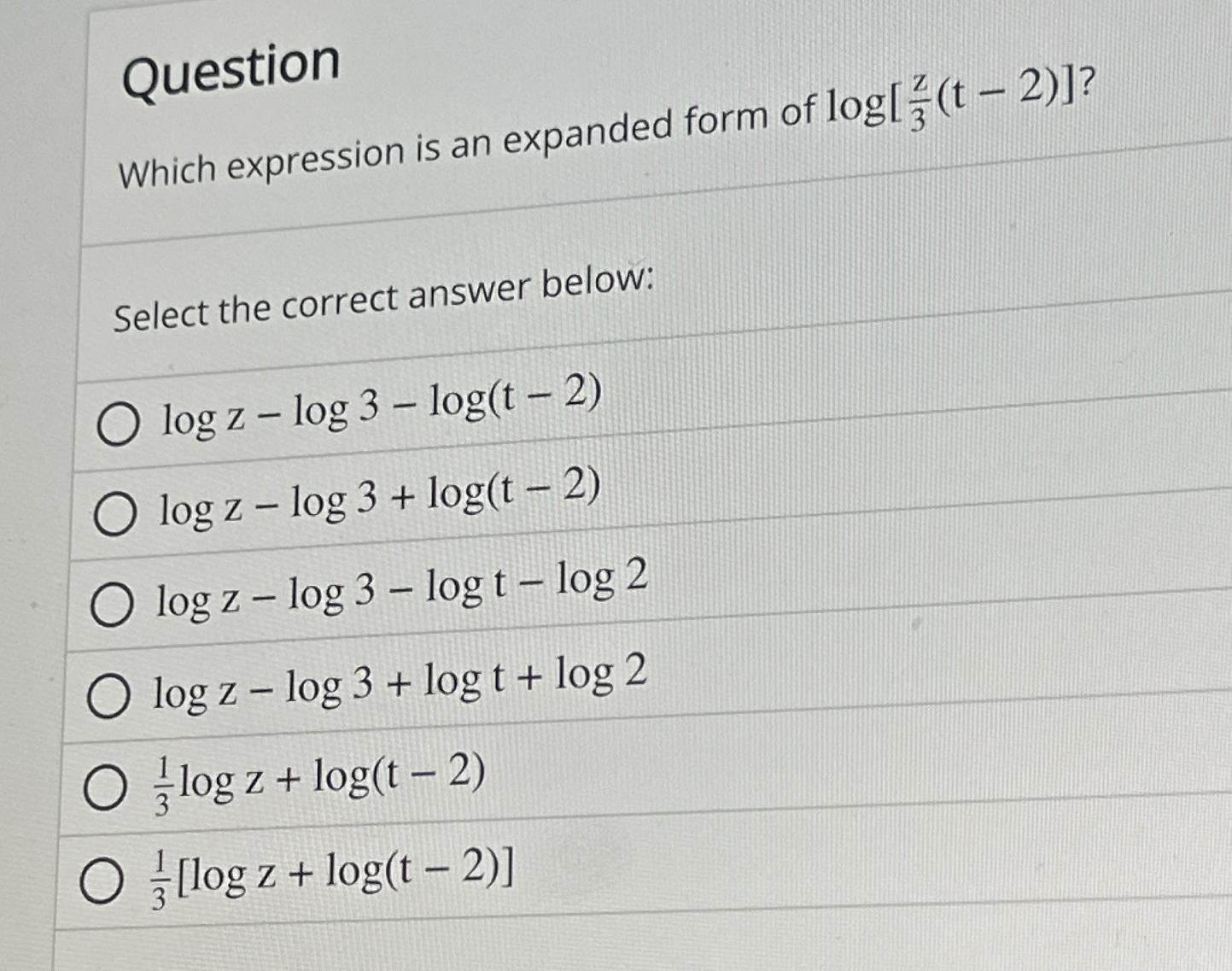 Solved QuestionWhich expression is an expanded form of | Chegg.com