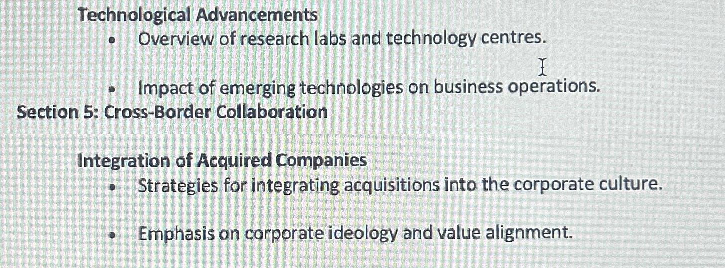 Solved Technological AdvancementsOverview of research labs | Chegg.com