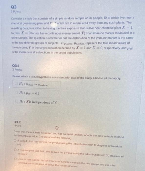 Solved 3 Points Consider a study that consists of a simple | Chegg.com
