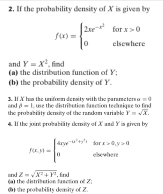 Solved If the probability density of x ﻿is given | Chegg.com
