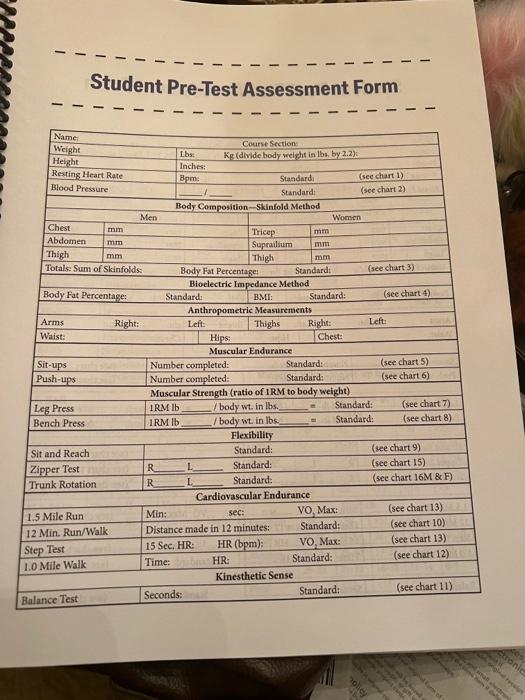 Student Pre-Test Assessment Form Student Pre-Test | Chegg.com