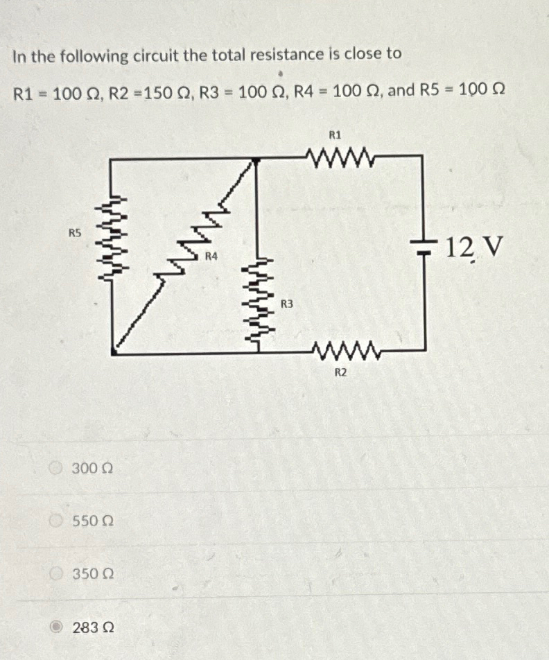 Solved In the following circuit the total resistance is | Chegg.com