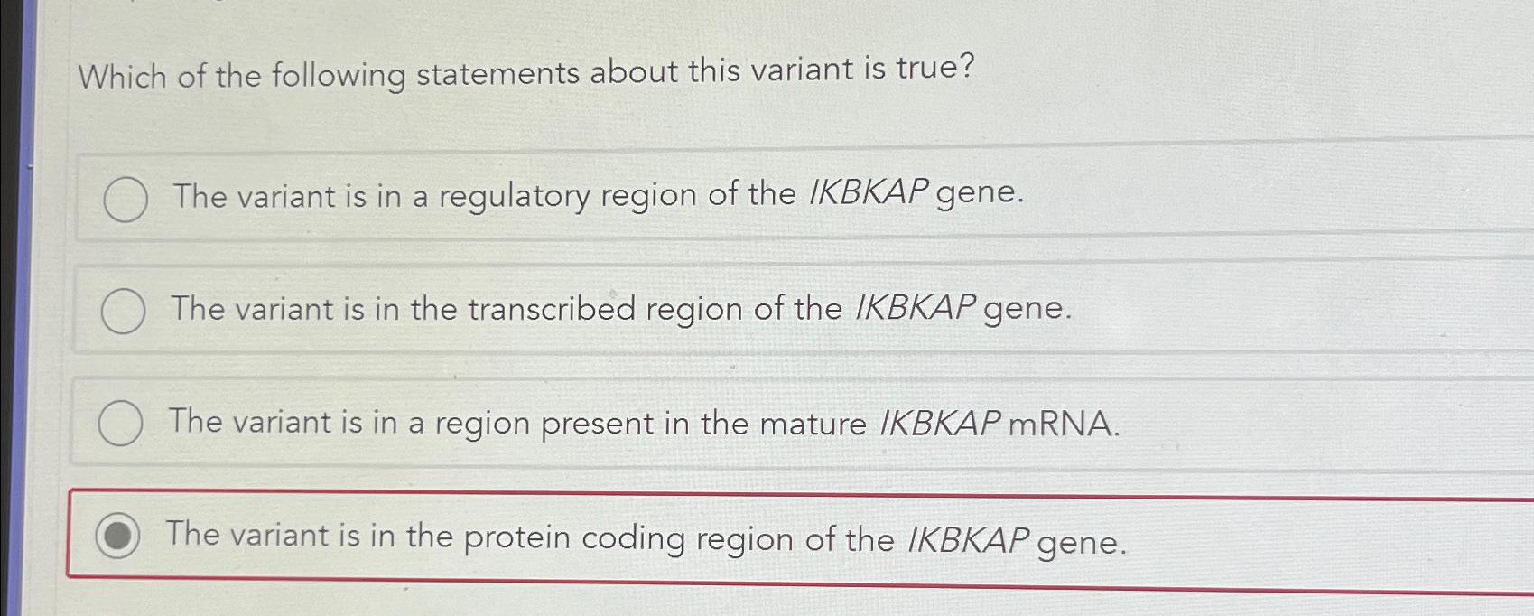 Solved Which of the following statements about this variant | Chegg.com