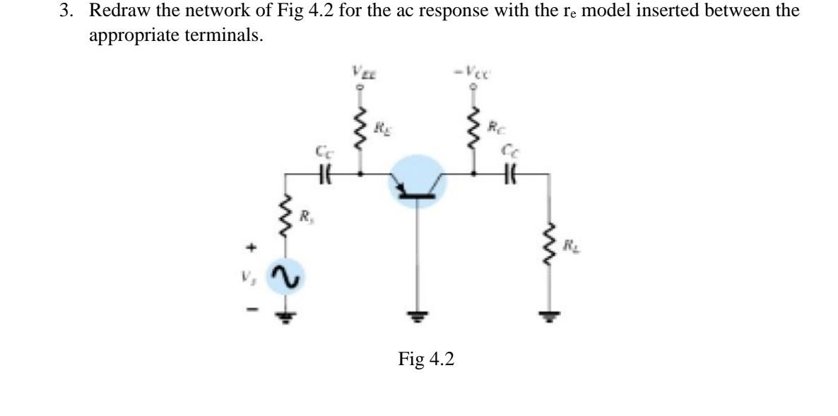 Solved 3. Redraw the network of Fig 4.2 for the ac response | Chegg.com