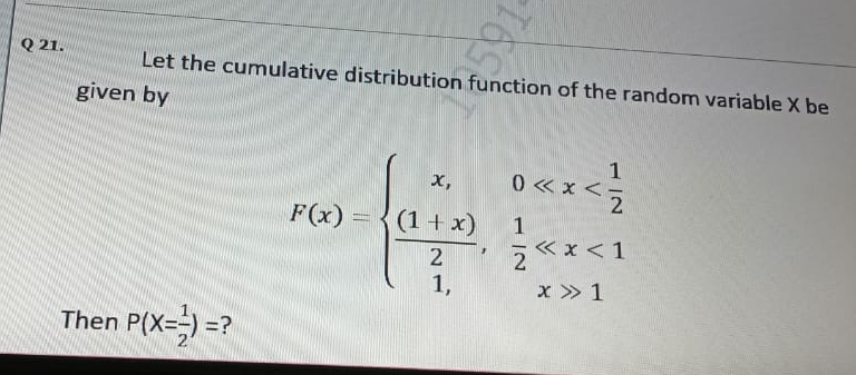 Solved Q21.Let the cumulative distribution function of the | Chegg.com