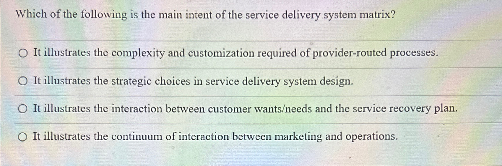 Solved Which of the following is the main intent of the | Chegg.com