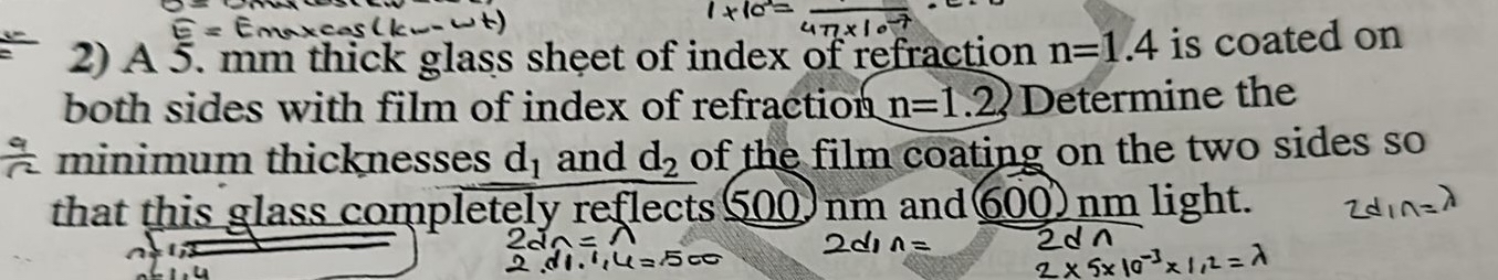 Solved A 5.mm ﻿thick glass sheet of index of refraction | Chegg.com