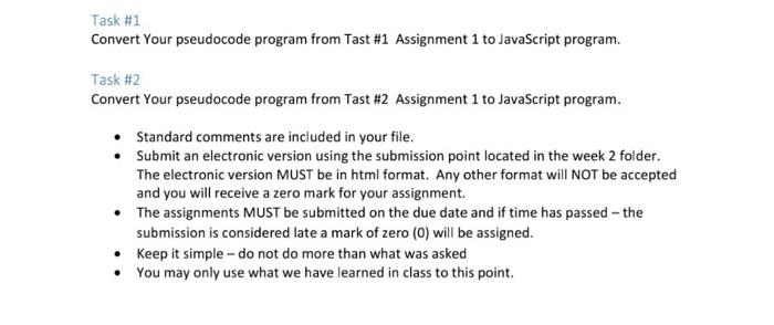 Solved Task #1 Convert Your pseudocode program from Tast #1 | Chegg.com