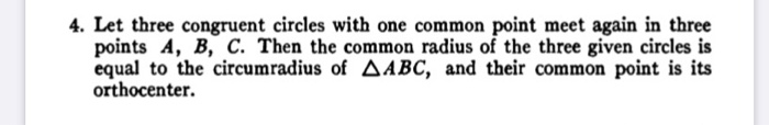 Solved 4. Let three congruent circles with one common point | Chegg.com