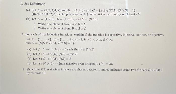 (a) Let A={1,2,3,4,5} and B={1,2,3} and | Chegg.com