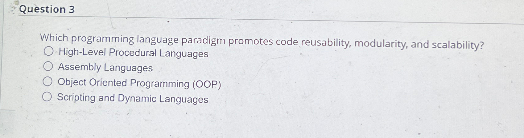 Solved Question 3Which programming language paradigm | Chegg.com