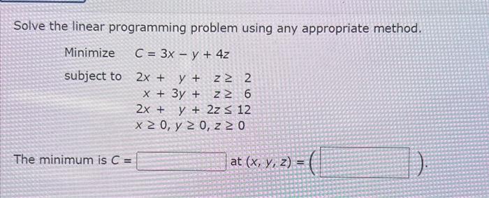 Solved Solve the linear programming problem using any | Chegg.com
