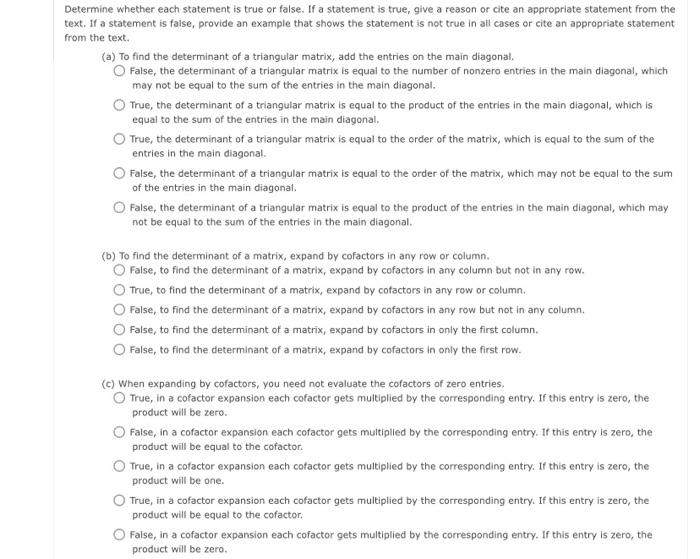 Solved Determine whether each statement is true or false. If | Chegg.com
