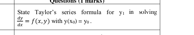 Solved State Taylor's series formula for y1 ﻿in solving | Chegg.com