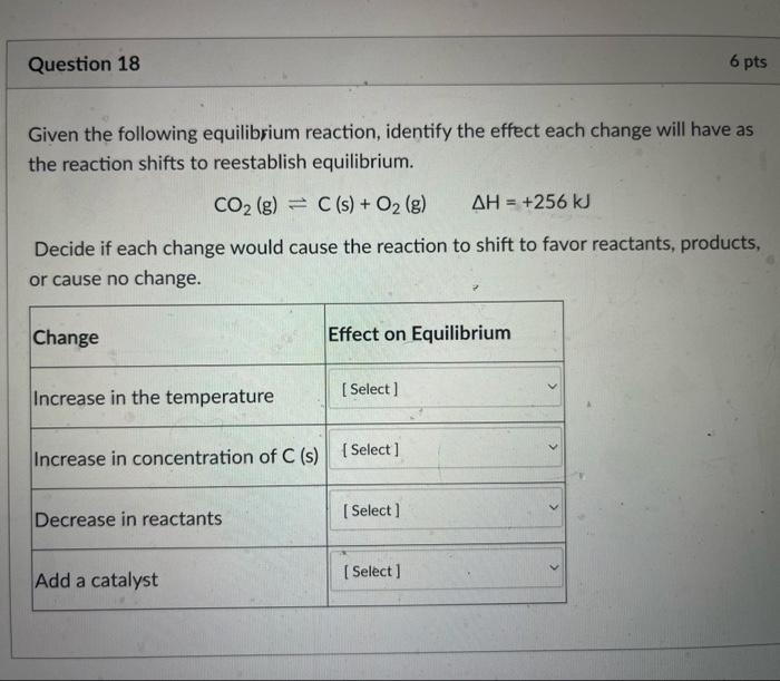 Solved Given the following equilibrium reaction, identify | Chegg.com
