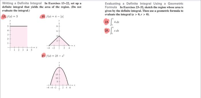 Solved Writing a Definite Integral In Exercises 13-22, set | Chegg.com