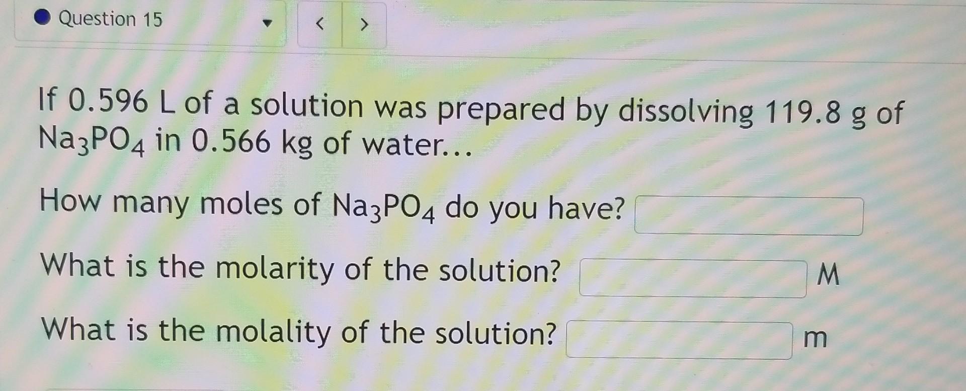 Solved If 0.596 L of a solution was prepared by dissolving | Chegg.com
