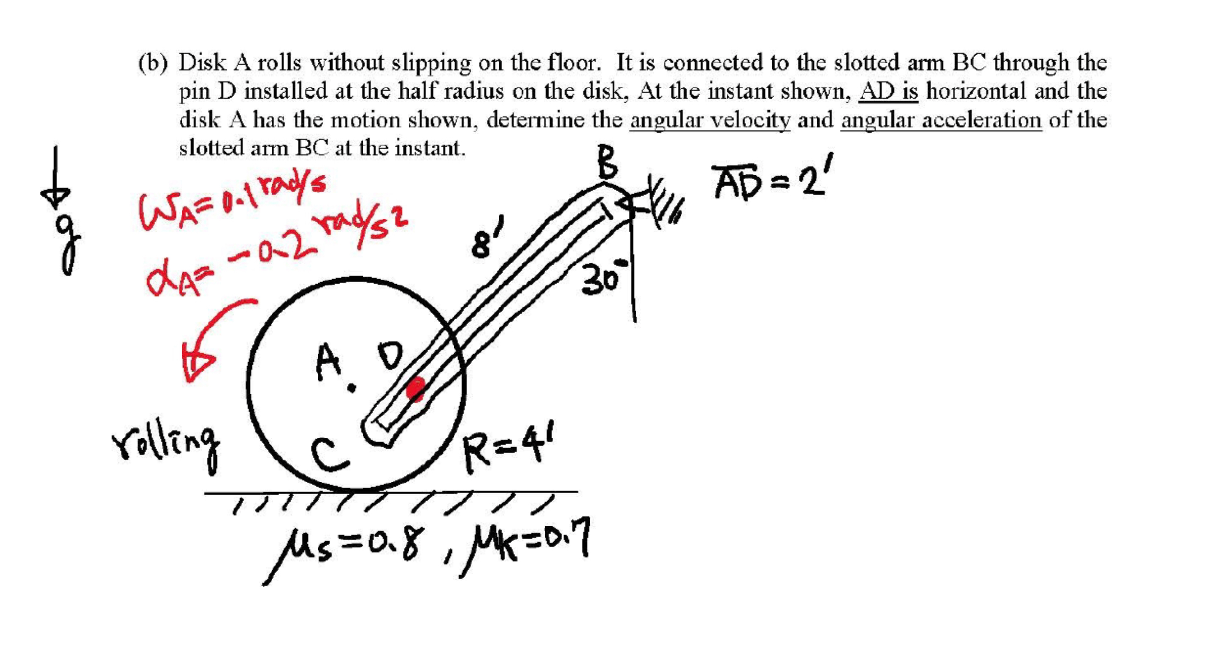 Solved (b) ﻿Disk A rolls without slipping on the floor. It | Chegg.com