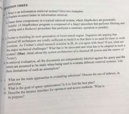 Solved 3. What is an information retrieval system? Give two | Chegg.com