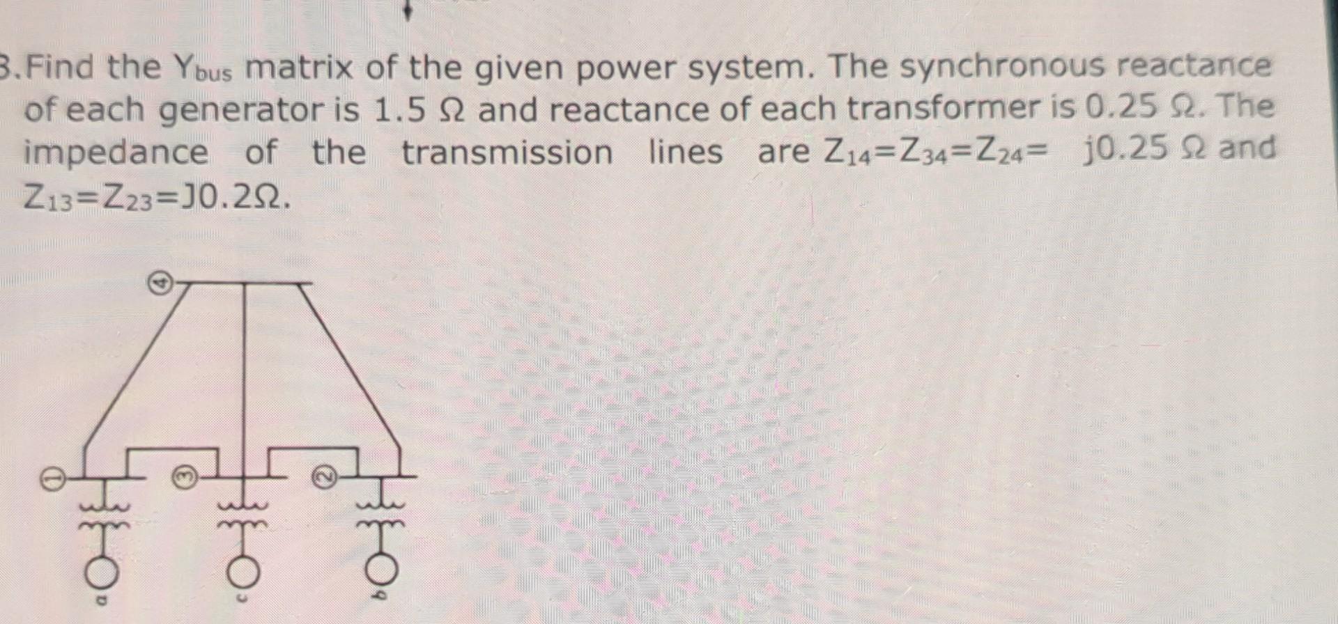 Solved 3. Find the Ybus matrix of the given power system. | Chegg.com