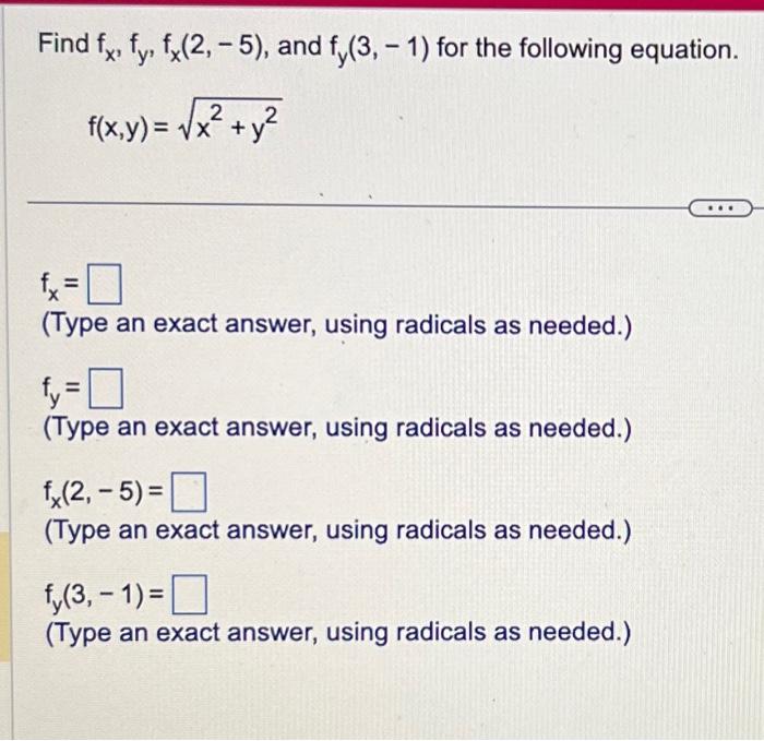 Solved Find Fx Fy Fx 2 −5 And Fy 3 −1 For The Following