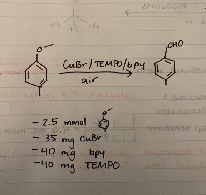 Solved Ng CHO CuBr/ TEMPO/bpy air Foto Shootnoortyu - 2.5 | Chegg.com