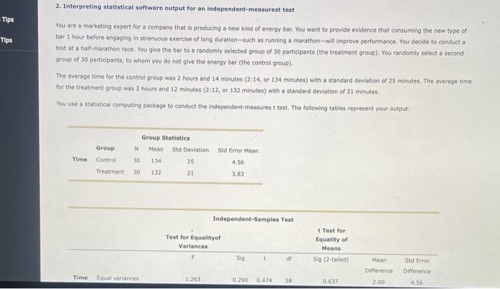 Solved 2. Interpreting statistical software output for an | Chegg.com