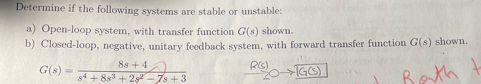 Solved Determine if the following systems are stable or | Chegg.com