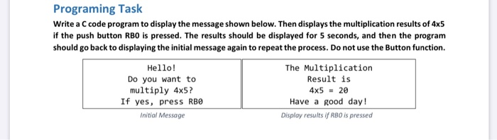 Solved Programing Task Write A C Code Program To Display The 0456