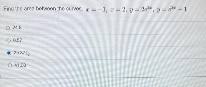 Solved Find the area between the curves. | Chegg.com