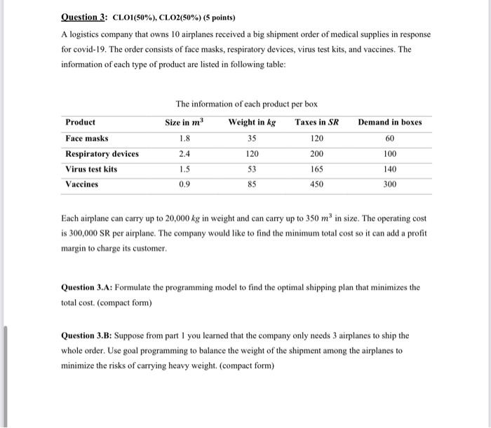 Solved Question 3: CLO1(50 %), CLO2(50 %) (5 points) A | Chegg.com