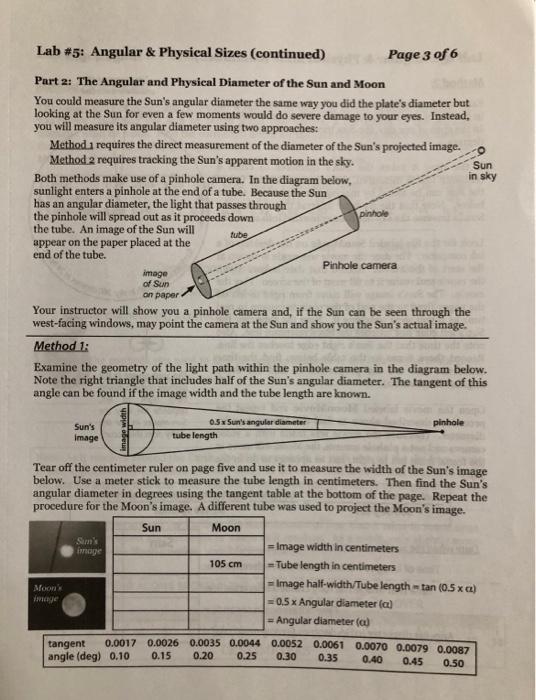 Solved Lab #5: Angular \& Physical Sizes (continued) Page 3 | Chegg.com