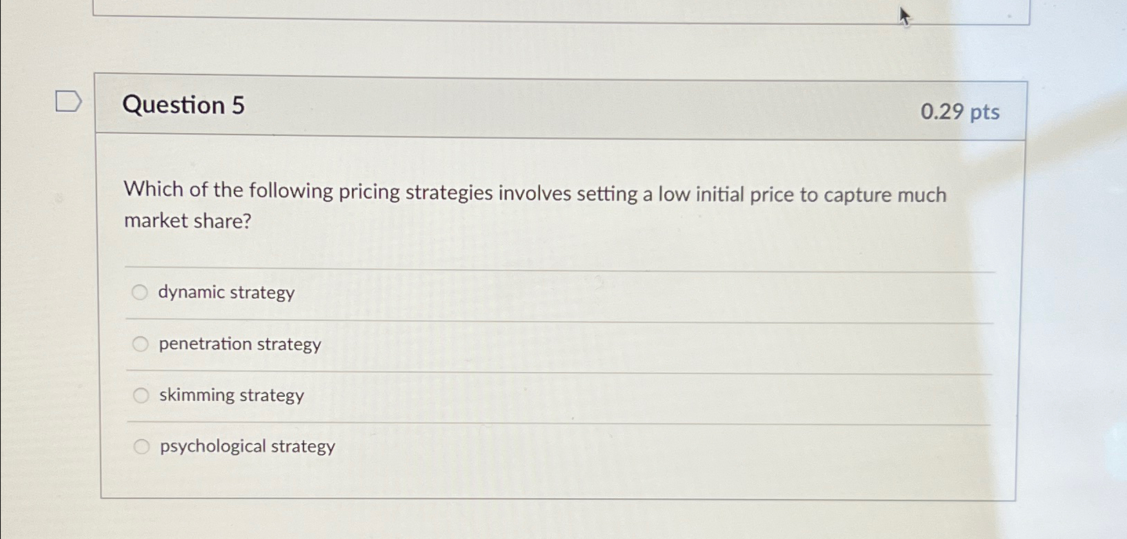 Solved Question 50.29 ptsWhich of the following pricing | Chegg.com Solved Question 50.29 ptsWhich of the following pricing | Chegg.com