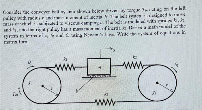 Solved Consider the conveyer belt system shown below driven | Chegg.com