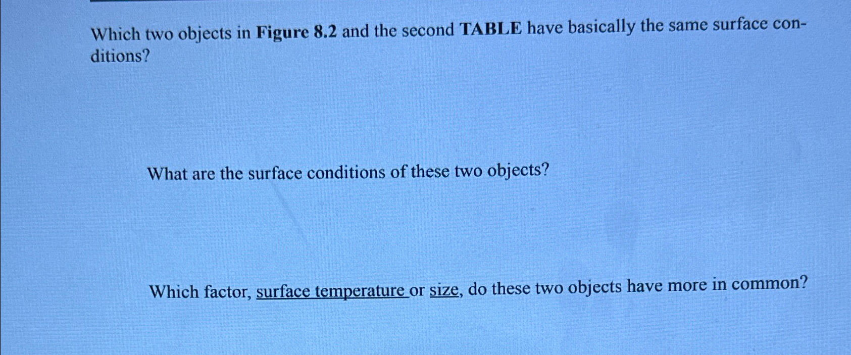 Which two objects in Figure 8.2 ﻿and the second TABLE | Chegg.com