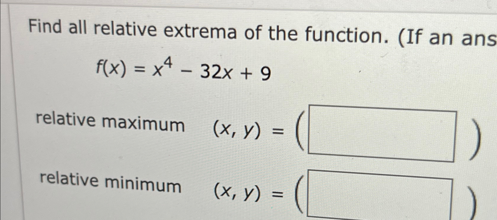 Solved Find all relative extrema of the function. (If an | Chegg.com