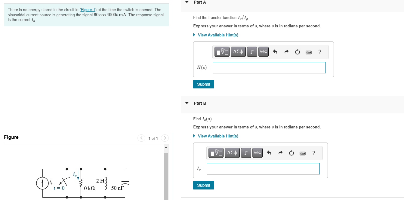 Solved There is no energy stored in the circuit in (Figure | Chegg.com