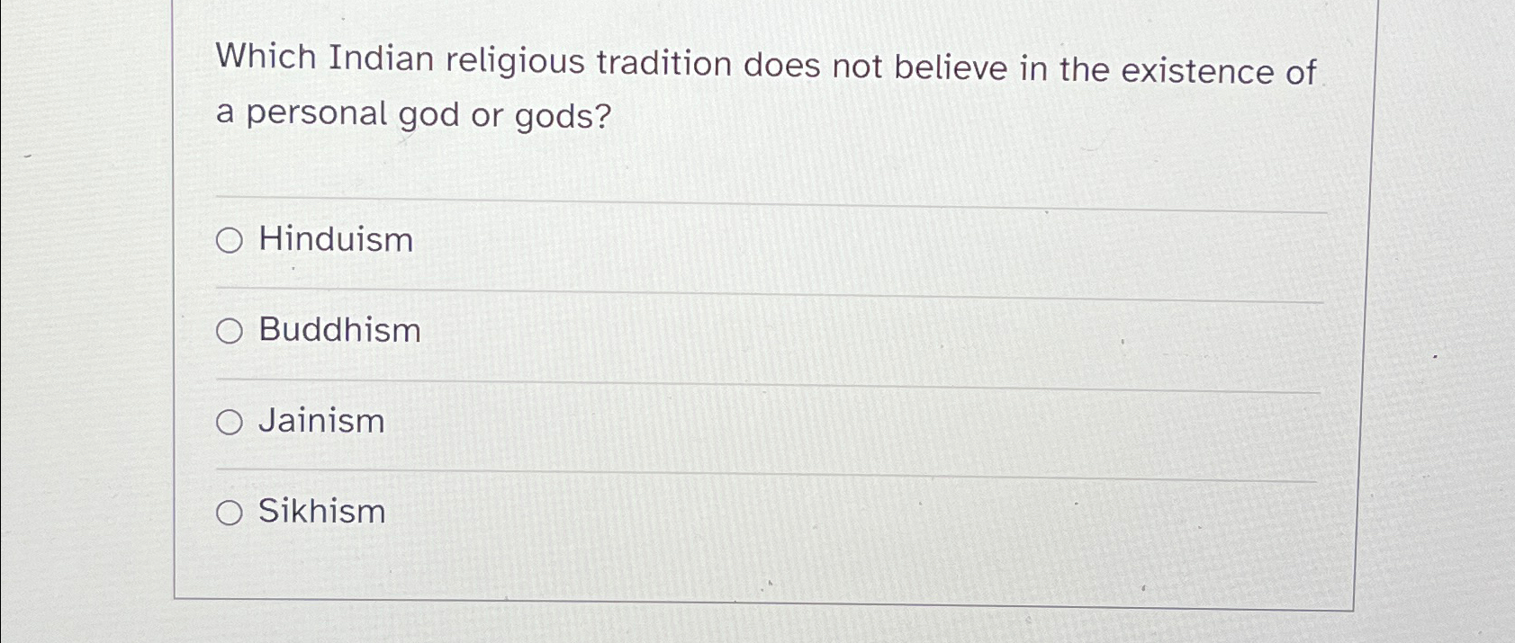 Solved Which Indian religious tradition does not believe in | Chegg.com