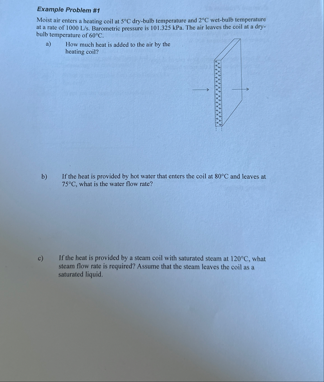 Solved Example Problem #1Moist air enters a heating coil at | Chegg.com