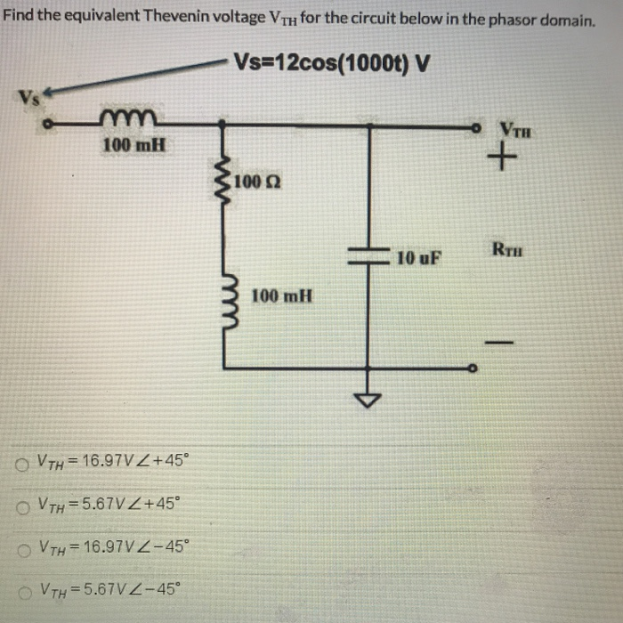 Solved Find the equivalent Thevenin voltage Vth for the | Chegg.com
