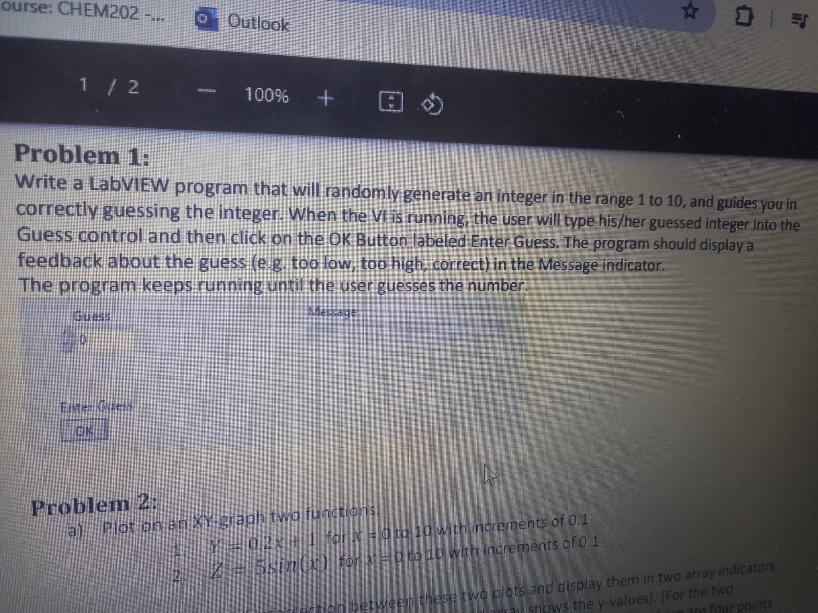 Problem 1 ﻿please:Write a LabVIEW program that will | Chegg.com
