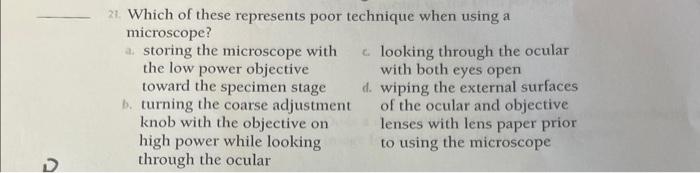 Solved 21. Which of these represents poor technique when | Chegg.com