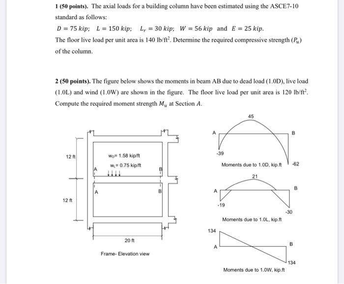 Solved 1 (50 points). The axial loads for a building column | Chegg.com
