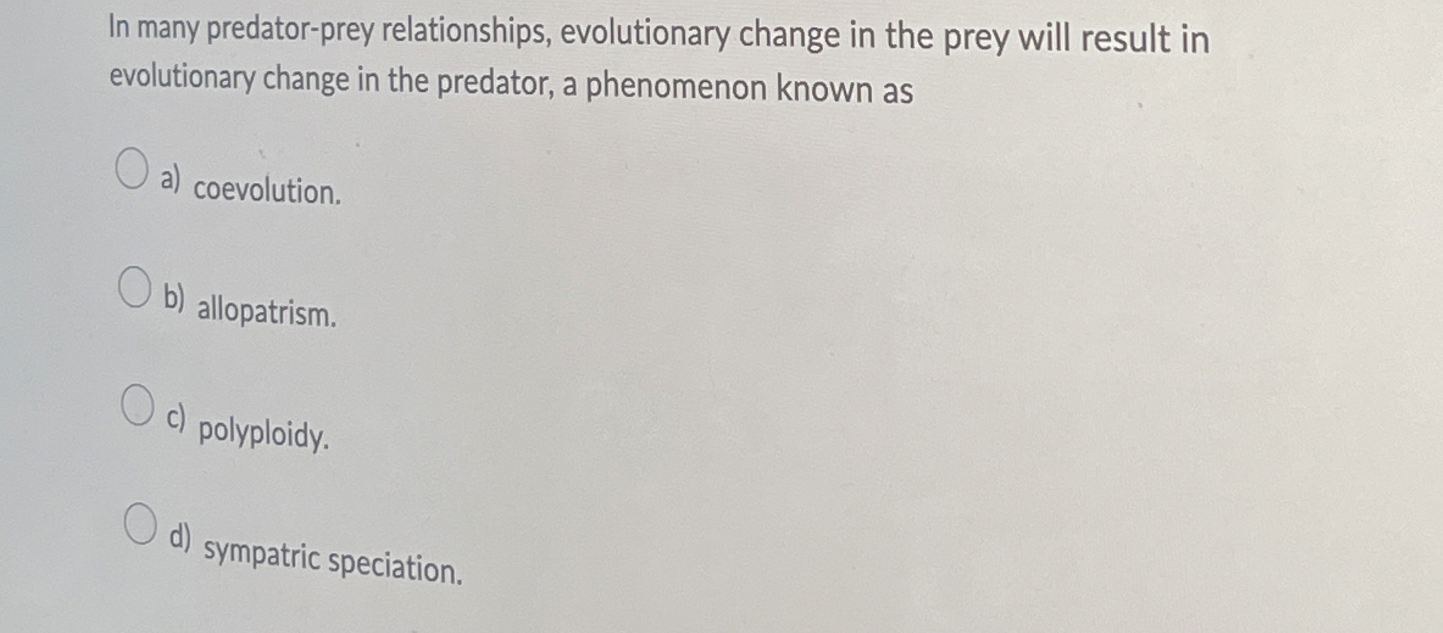 Solved In many predator-prey relationships, evolutionary | Chegg.com