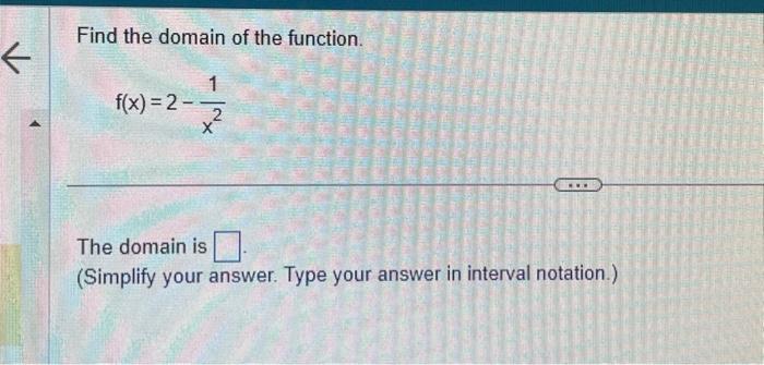Solved Find the domain of the function. f(x)=2−x21 The | Chegg.com