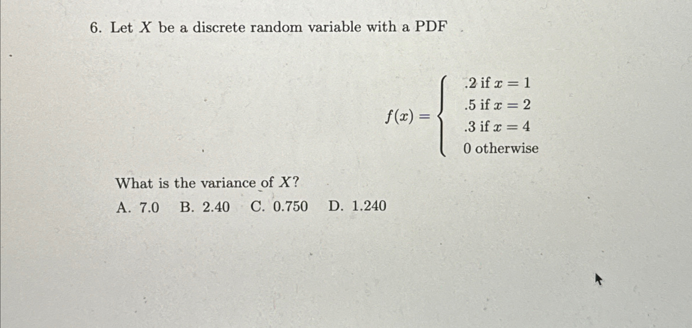 Solved Let x ﻿be a discrete random variable with a | Chegg.com