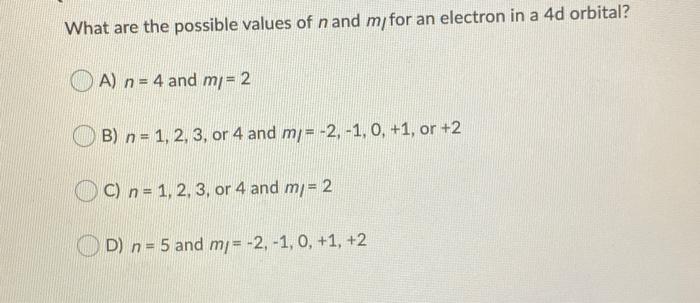 Solved What are the possible values of n and my for an | Chegg.com