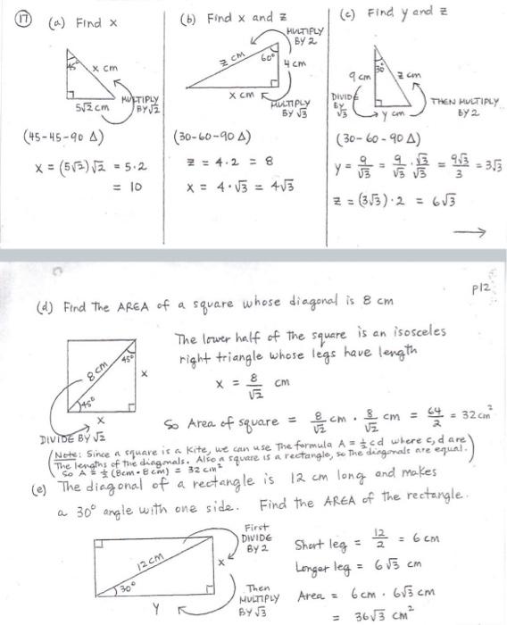 Solved (17) (a) Find x (d) Find The AREA of a square whose | Chegg.com